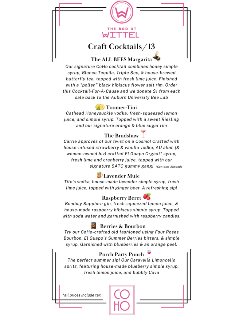 Take a Look at our Drink Menu | The Collegiate Hotel in Auburn AL